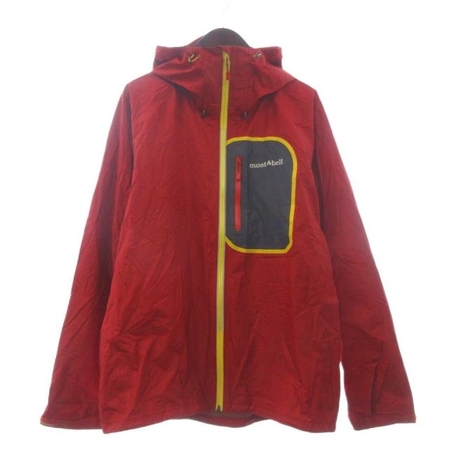 【中古】モンベル Montbell トレントフライヤージャケット レイン 長袖 ロゴ プリント ナイロン 1128541 赤 L