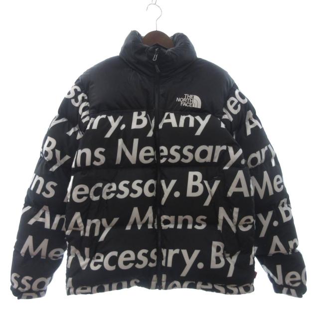 【中古】ザノースフェイス × シュプリーム ANY MEANS NUPTSE JACKET ダウンジャケット ヌプシ 長袖 総柄 黒 M