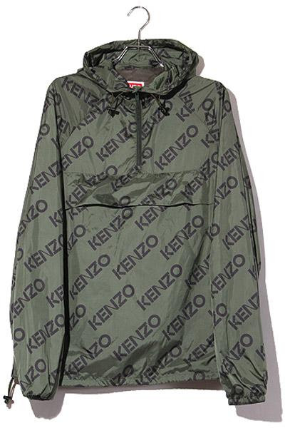 【中古】2022FW 未使用品 KENZO ロゴ プリント フーデット アノラック パーカー S khaki カーキ FC65BL0539L0 /●
