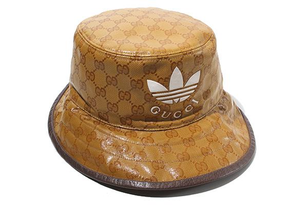 【中古】58cm GUCCI × adidas グッチ アディダス GGクリスタル トレフォイル バケットハット M 696484 イタリア製