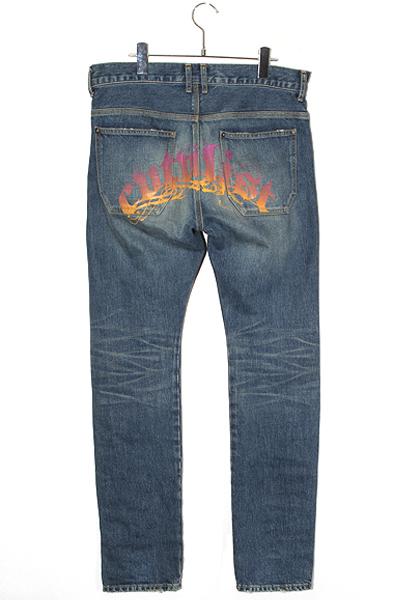 【中古】CVTVLIST カタリスト USED加工 プリント デニムパンツ 0 INDIGO インディゴ 日本製 /● メンズ