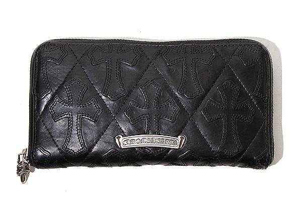 【中古】CHROME HEARTS クロムハーツ REC F ZIP QUILTED セメタリー クロス キルティング パッチ レザーウォレット