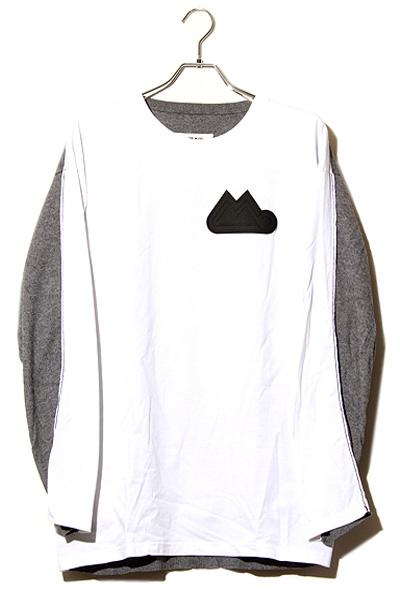 【中古】2020AW MM6 Maison Margiela エムエムシックス メゾンマルジェラ ラバーロゴ ウール切替 長袖 Tシャツ S