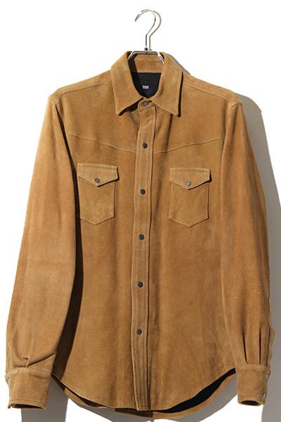 【中古】2017AW Rags Mcgregor ラグスマックレガー スエードレザー(やぎ革) シャツ S beige ベージュ 211147601 /◆