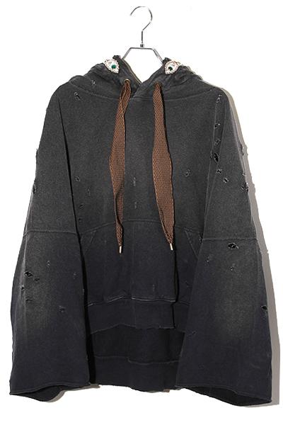 【中古】未使用品 KAPITAL キャピタル 裏毛 スリラーダメージデビルフードパーカー (スタッズリメイク) K2411LC137