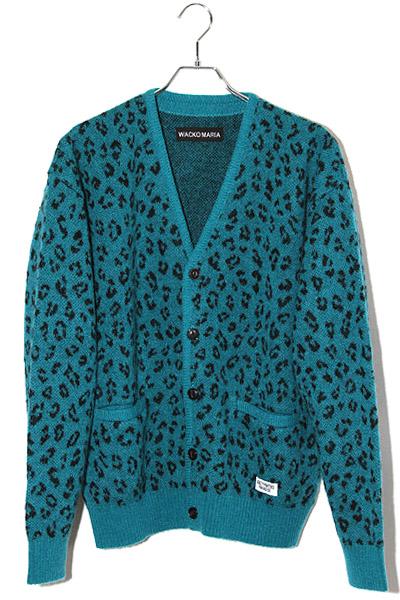 【中古】2024AW WACKO MARIA ワコマリア LEOPARD JACQUARD MOHAIR KNIT CARDIGAN S BLUE ブルー 24FW-WMK-KN12