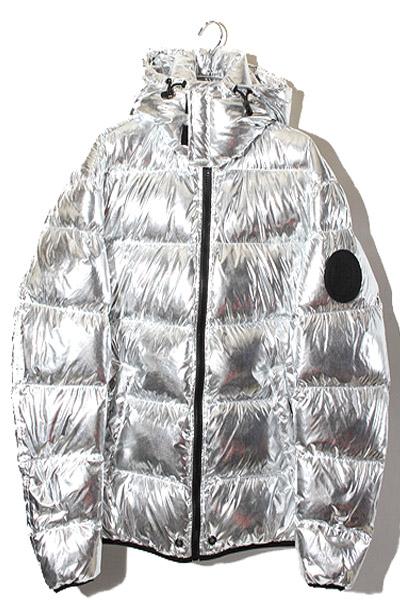 【中古】DIESEL ディーゼル ONLY THE BRAVE バックロゴ プリント ダックダウンジャケット M Silver シルバー