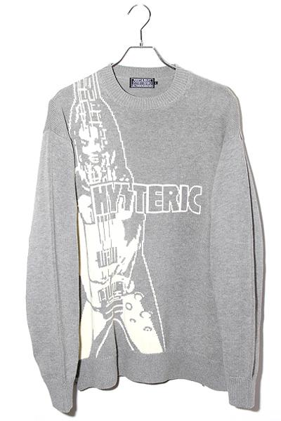 【中古】HYSTERIC GLAMOUR ヒステリックグラマー FLYING V編込 セーター ギターガール L GRAY グレー 02251NS01
