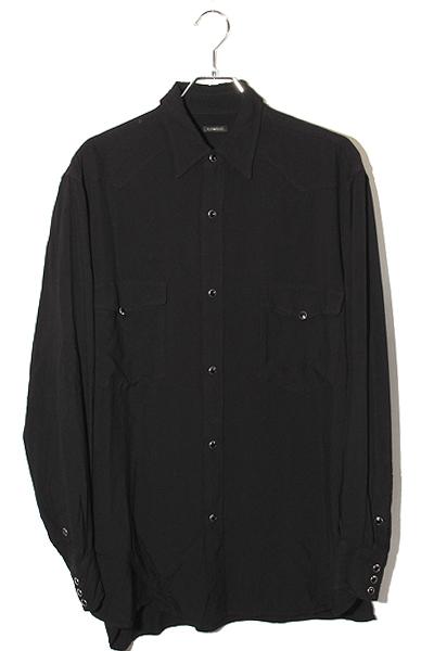 【中古】2025SS COMOLI コモリ レーヨン ウエスタンシャツ 長袖シャツ 1 BLACK ブラック B01-02003