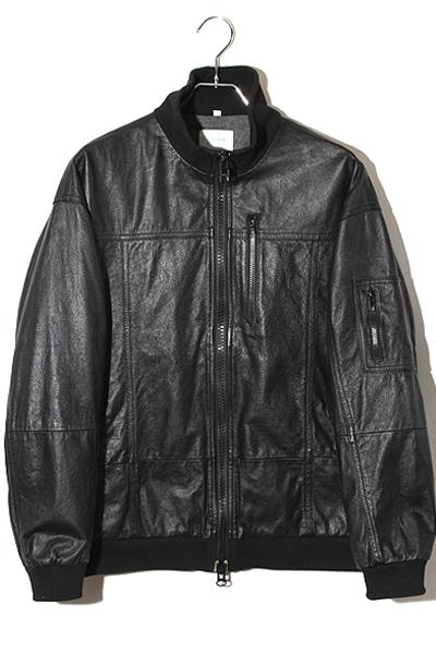 【中古】yoused ユーズド G.F.Military Leather JKT GFミリタリー レザー リブジャケット ブルゾン 2 BLACK ブラック