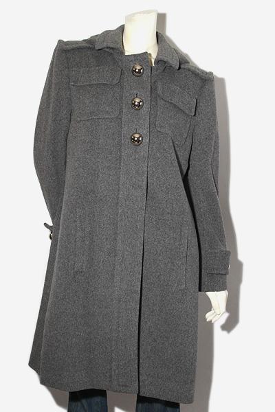 【中古】GIVENCHY ジバンシィ ウール カシミヤブレンド フーディ コート 42 GRAY グレー 55 7002 18 /◆☆