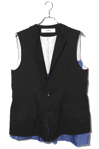 【中古】sulvam サルバム No sleeve vest ノースリーブ ベスト M BLACK ブラック SN-V02-100 /● メンズ
