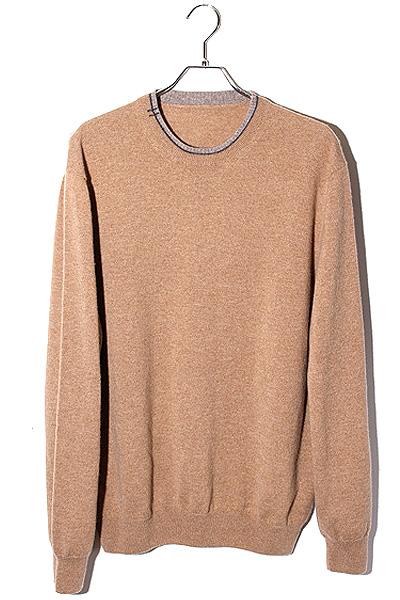 【中古】HERMES エルメス Hロゴ ドッキングリブ カシミヤ セーター ニット BROWN ブラウン イタリア製 /● メンズ