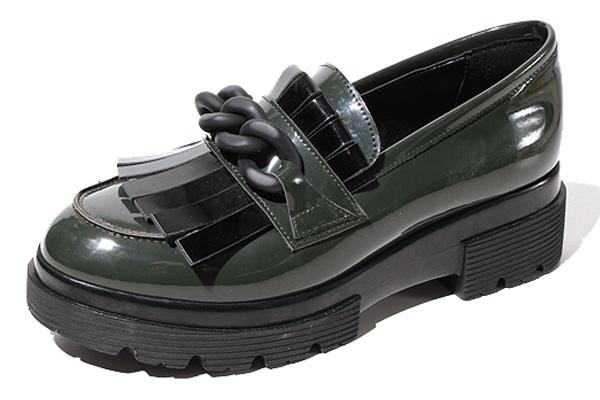 【中古】22〜22.5cm CINZIA ARAIA LEATHER FRINGE DETAIL LOAFER 35 khaki カーキ /◆ レディース