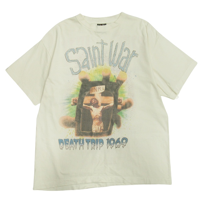 【中古】美品 24ss セントマイケル SAINT MXXXXXX SAINT_WAR_SS TEE Tシャツ プリント ヴィンテージライク 半袖