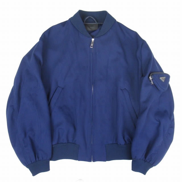【中古】極美品 21aw プラダ PRADA by Raf Simons ボンバージャケット 三角ロゴプレート ポケット MA-1 S 紺/EK1の通販はau PAY マーケット - ブランド ...