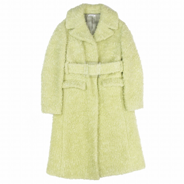 【中古】極美品 21aw フミカ ウチダ LOOP TWEED BOUCLE ROBE ループツイード ブークレ ローブ コート 36 AVOCADO