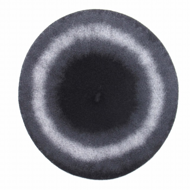 【中古】極美品 19aw クリスチャンディオール ベレー帽 ヴァージンウール グラデーション 帽子 メタルロゴ U 黒/YM2