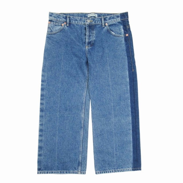 【中古】美品 2016年 バレンシアガ ROCKABILLY ウォッシュド クロップド デニム ワイドレッグ ジーンズ パンツ 36