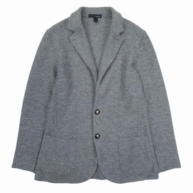 【中古】ラルディーニ LARDINI ウール100％ ニット テーラードジャケット 2B ブレザー ブルゾン M グレー