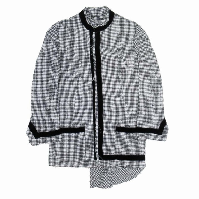 【中古】美品 15ss ヨウジヤマモトプリュスノアール ギンガムチェック シアサッカー シャツジャケット ブルゾン