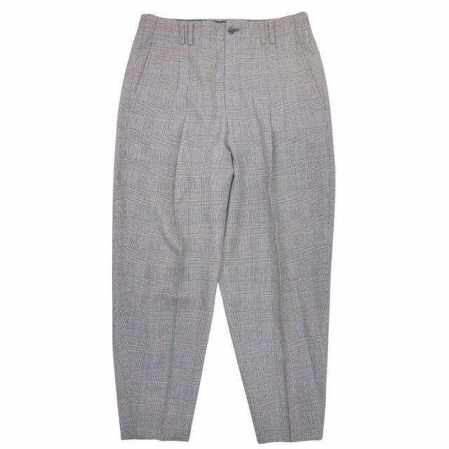 【中古】美品 80s コムデギャルソンオム 2タック グレンチェック スラックス テーパード パンツ ウール HP-08030L L