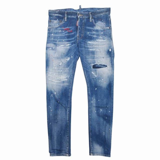 【中古】極美品 22ss ディースクエアード Skater Jean ダメージ加工 クラッシュ ペイント スケーター デニムパンツ 46