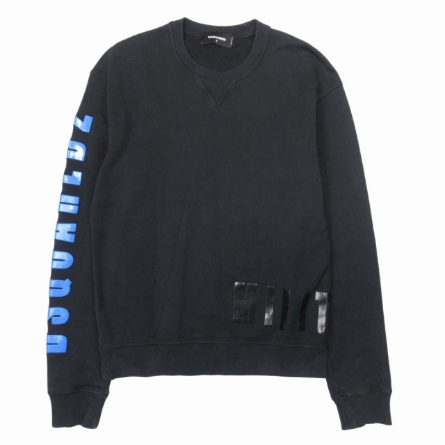 【中古】19ss ディースクエアード DSQUARED2 Dan Fit スウェットシャツ ラバーロゴ プリント 裏起毛 トレーナー