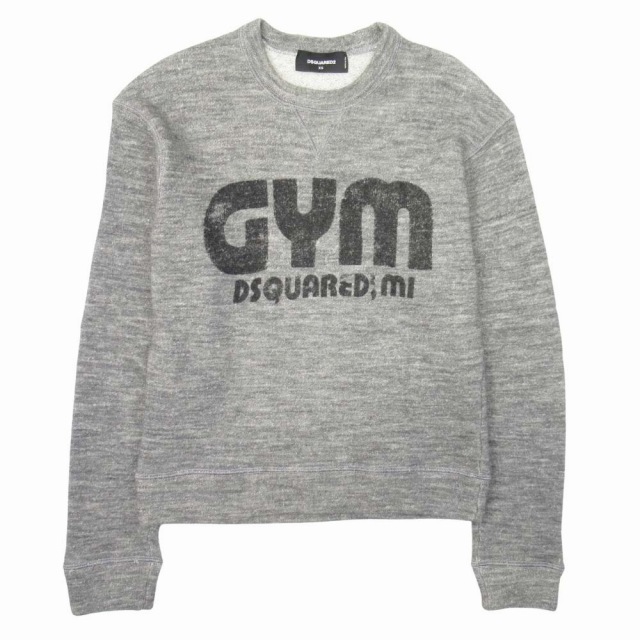 【中古】17aw ディースクエアード DSQUARED2 メランジウール スウェットシャツ ロゴ プリント ヴィンテージライク