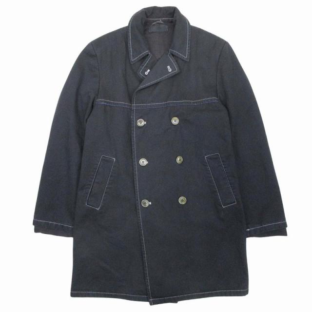 【中古】美品 ヤン コムデギャルソン ステッチ コットン ダブル コート ジャケット ブルゾン
