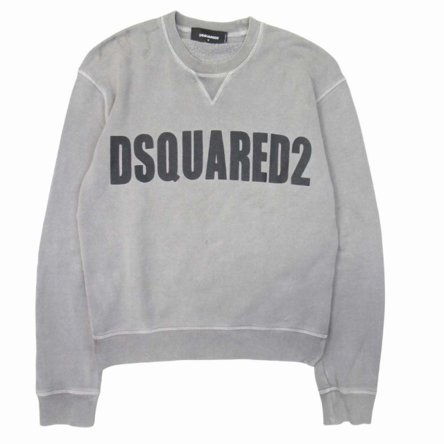 【中古】19ss ディースクエアード DSQUARED2 Regular Fit スウェットシャツ ロゴプリント トレーナー Vガゼット 長袖