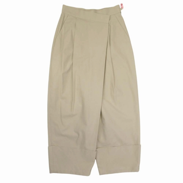 【中古】美品 エンフォルド ENFOLD ロールアップ ワイド ロングパンツ コットン チノクロス 36 ベージュ/△T70
