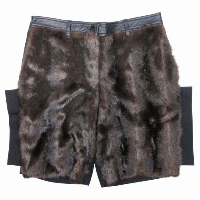 【中古】未使用品 バーバリー BURBERRY ファー パネル 切替 ショーツ ショートパンツ ボトムス 8046908 42 ◇11