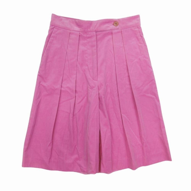 【中古】ドリスヴァンノッテン DRIES VAN NOTEN ベルベット地 2プリーツ ハーフパンツ タック ワイドシルエット 36