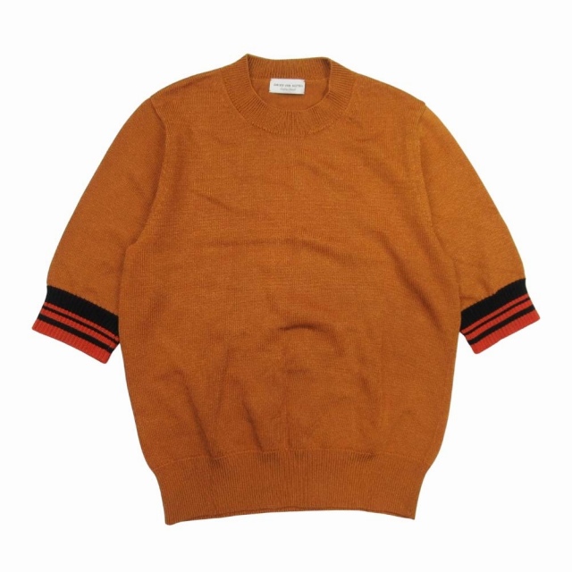 【中古】ドリスヴァンノッテン DRIES VAN NOTEN ライン ショートスリーブ ニット 半袖 XS ブラウン/△L50/レディース