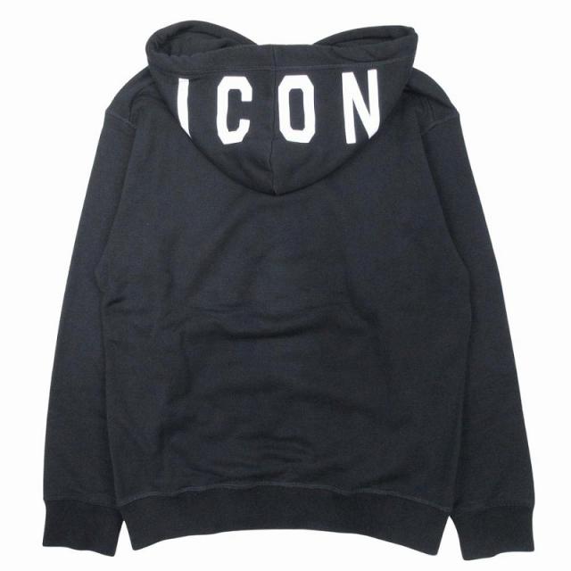 【中古】極美品 19aw ディースクエアード ICON フードプリント パーカー フーディー プルオーバー トップス 裏起毛 S