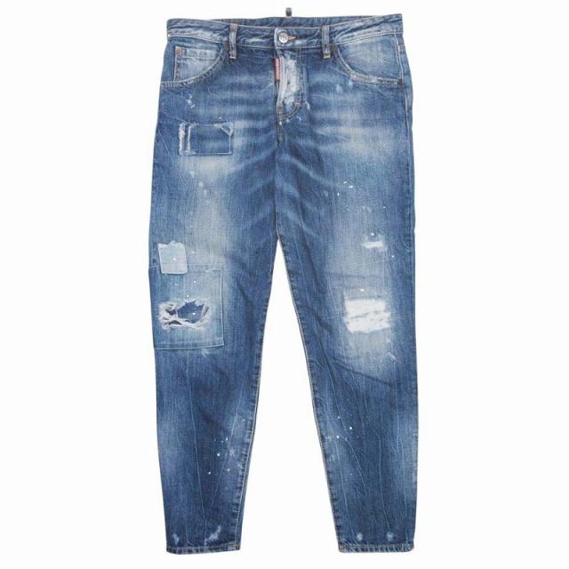 【中古】美品 ディースクエアード ダメージ加工 クラッシュ ペイント ジーンズ デニム パンツ ジーパン Ｇパン 40