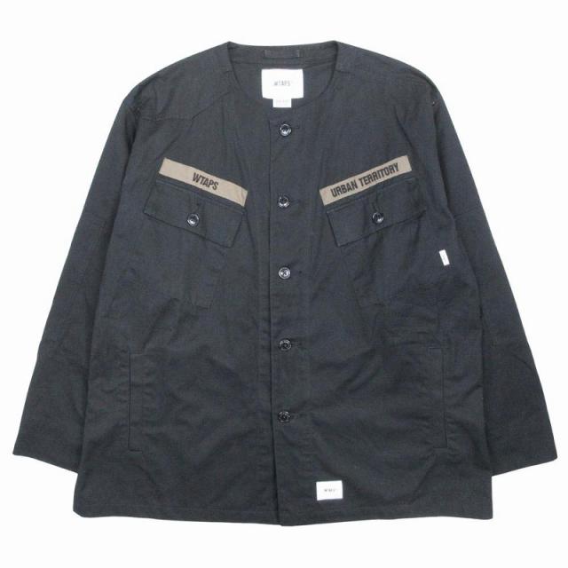 【中古】美品 20aw ダブルタップス WTAPS スカウト ノーカラー シャツジャケット ブルゾン 202WVDT-SHM02 02 ブラック