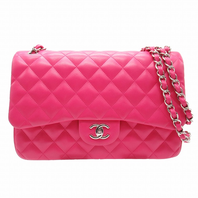 【中古】2014年製 シャネル CHANEL デカマトラッセ 30 ラムスキン チェーンバッグ ココマーク ピンク/◎ME2