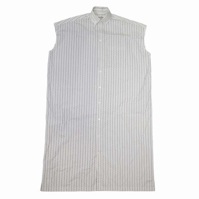 【中古】2019年製 バレンシアガ ボックスシルエット ストライプ シャツワンピース ロングドレス ボタンダウン 32