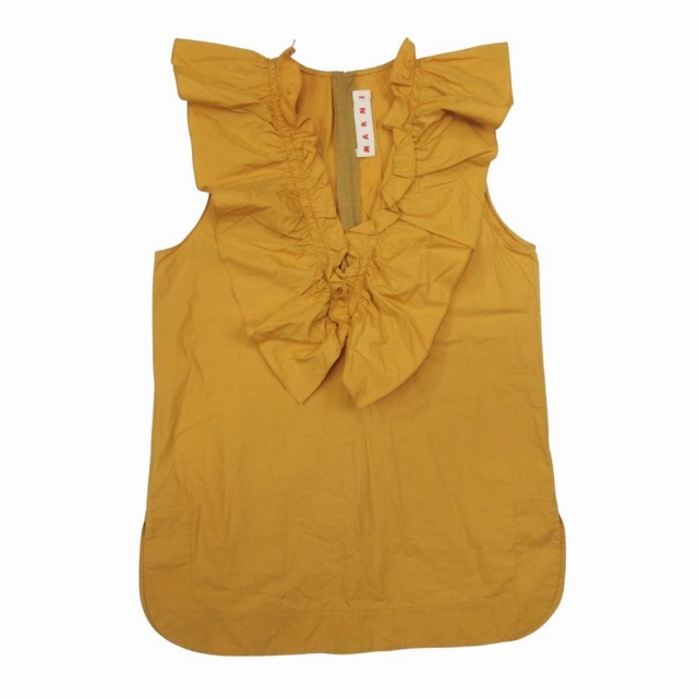 【中古】美品 17ss マルニ MARNI ラッフル フリル Vネック ブラウス ノースリーブ シャツ プルオーバー カットソー