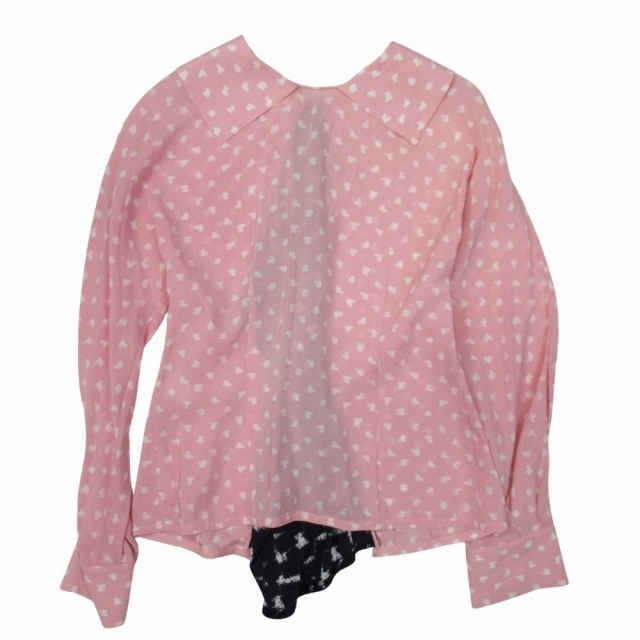 【中古】美品 マルニ MARNI ドットペイント シルクシフォン ブラウス 襟付き プルオーバー シャツ バックシャン 36