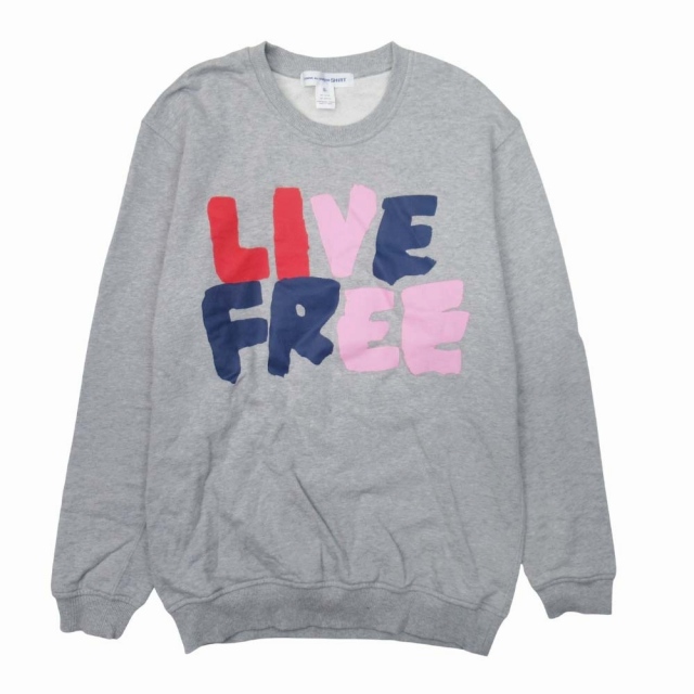 【中古】24aw コムデギャルソンシャツ LIVE FREE プリント スウェットシャツ 裏毛 トレーナー トップス XL