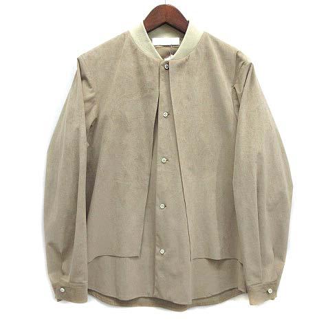 【中古】未使用品 エトセンス ETHOSENS マイクロファイバー シャツ スエード調 ベージュ 1 E216-303 メンズ
