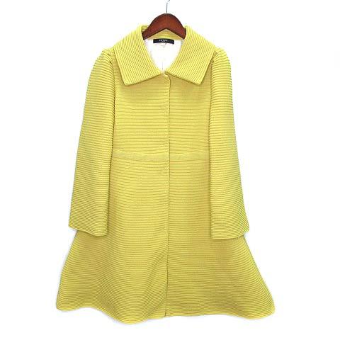 【中古】コトゥー COTOO 畝編み ニット コート Aライン マスタード 38 美品 レディース