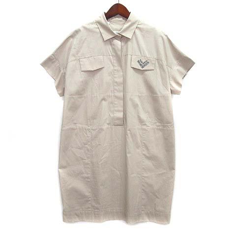 【中古】バルバ BARBA NAPOLI cucito a mano パヴェ ラインストーン シャツ チュニック ワンピース 半袖 ベージュ 42 レディース