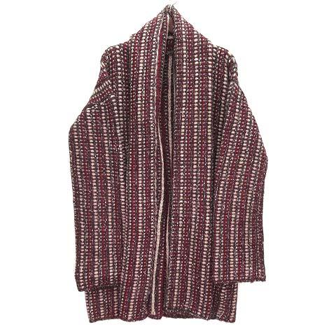 【中古】セオリー Theory ストライプ アルパカ カーディガン ガウン INLAY CARDIGAN HAZY DAY ワインレッド S 2019AW レディース