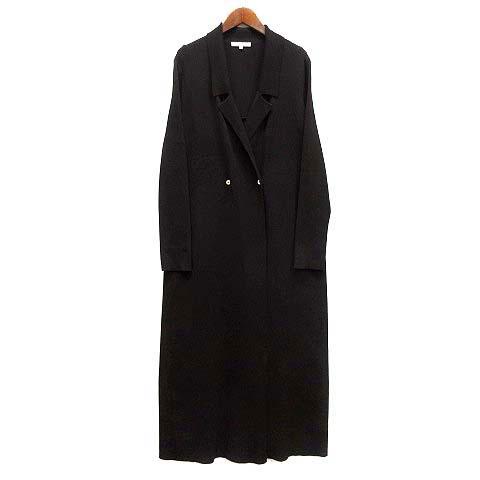 【中古】エポカ EPOCA リブ ニット ロング コート バックシアープリーツ 切替 2021SS ダークブラウン 40 レディース