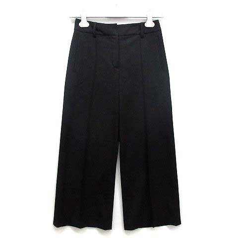 【中古】エルメス HERMES 2023AW センタープレス ハイウエスト ワイド パンツ スラックス ウール ストレッチ ブラック 黒 34 3H0424DJ