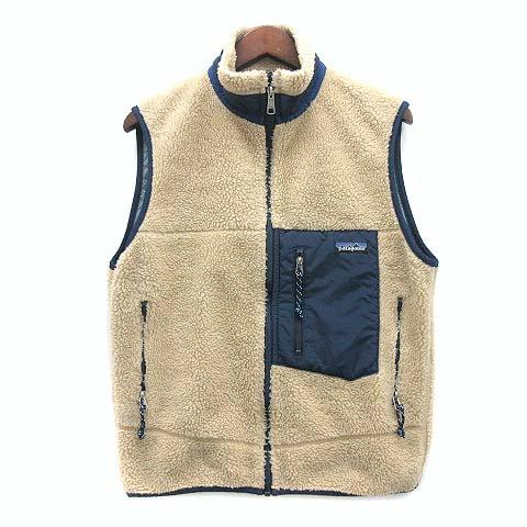 【中古】パタゴニア Patagonia USA製 クラシック レトロX ベスト フリース ナチュラル ミッドナイトネイビー S メンズ